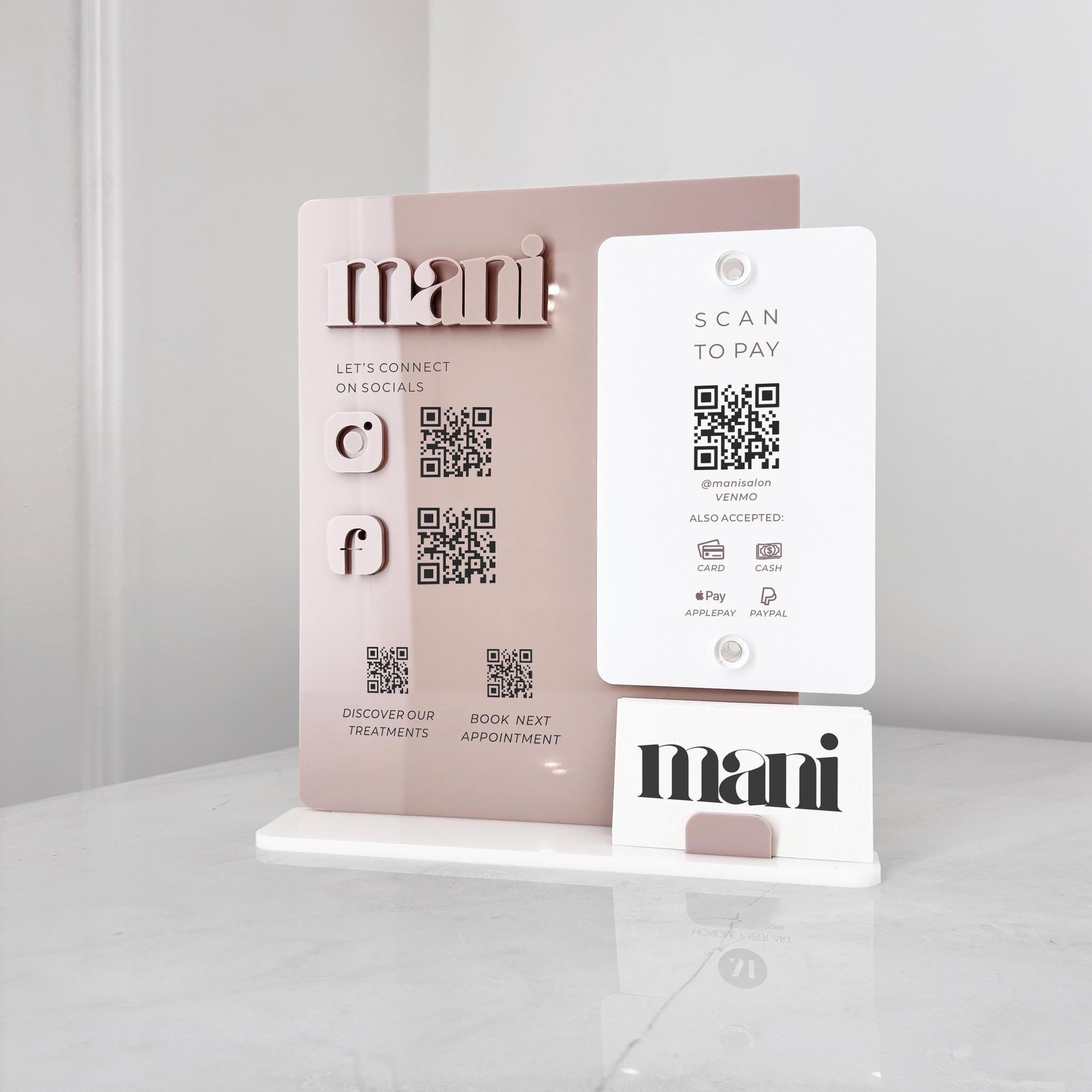 Custom QR Code Business Sign - Social Media & Payment QR Plaque - Salon ...