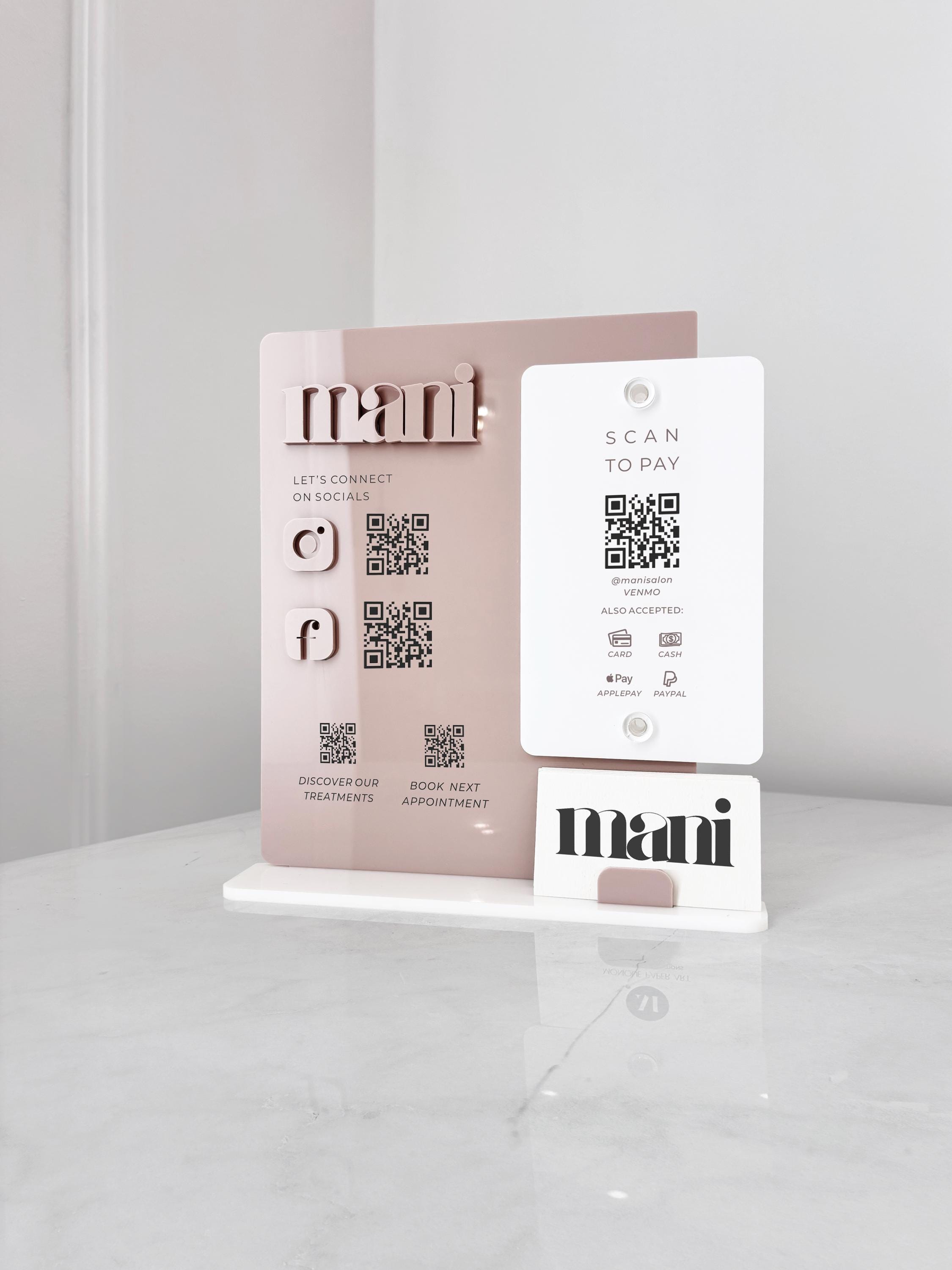 Custom QR Code Business Sign - Social Media & Payment QR Plaque - Salon ...