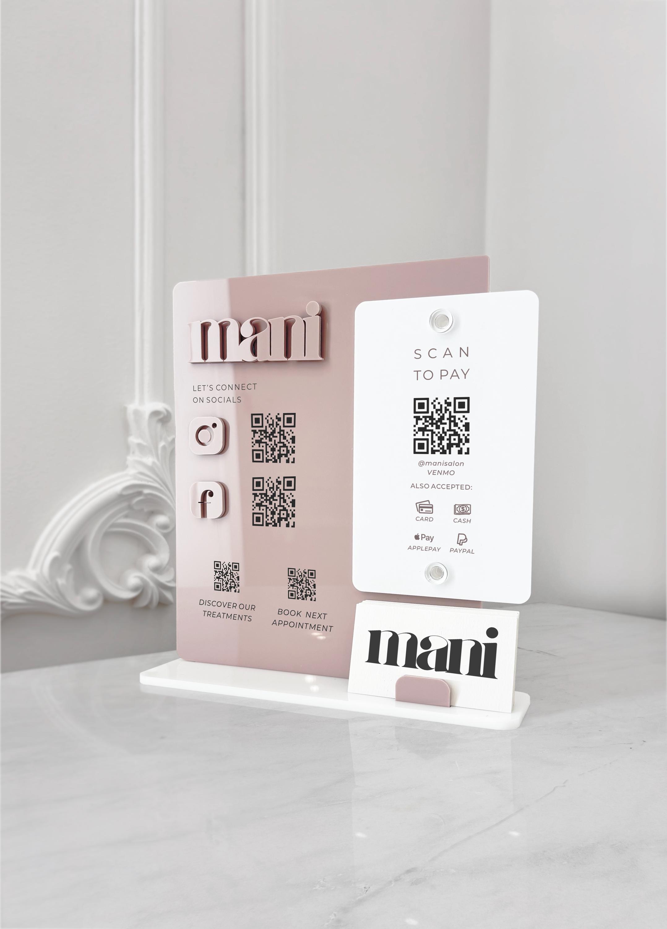 Custom QR Code Business Sign - Social Media & Payment QR Plaque - Salon ...