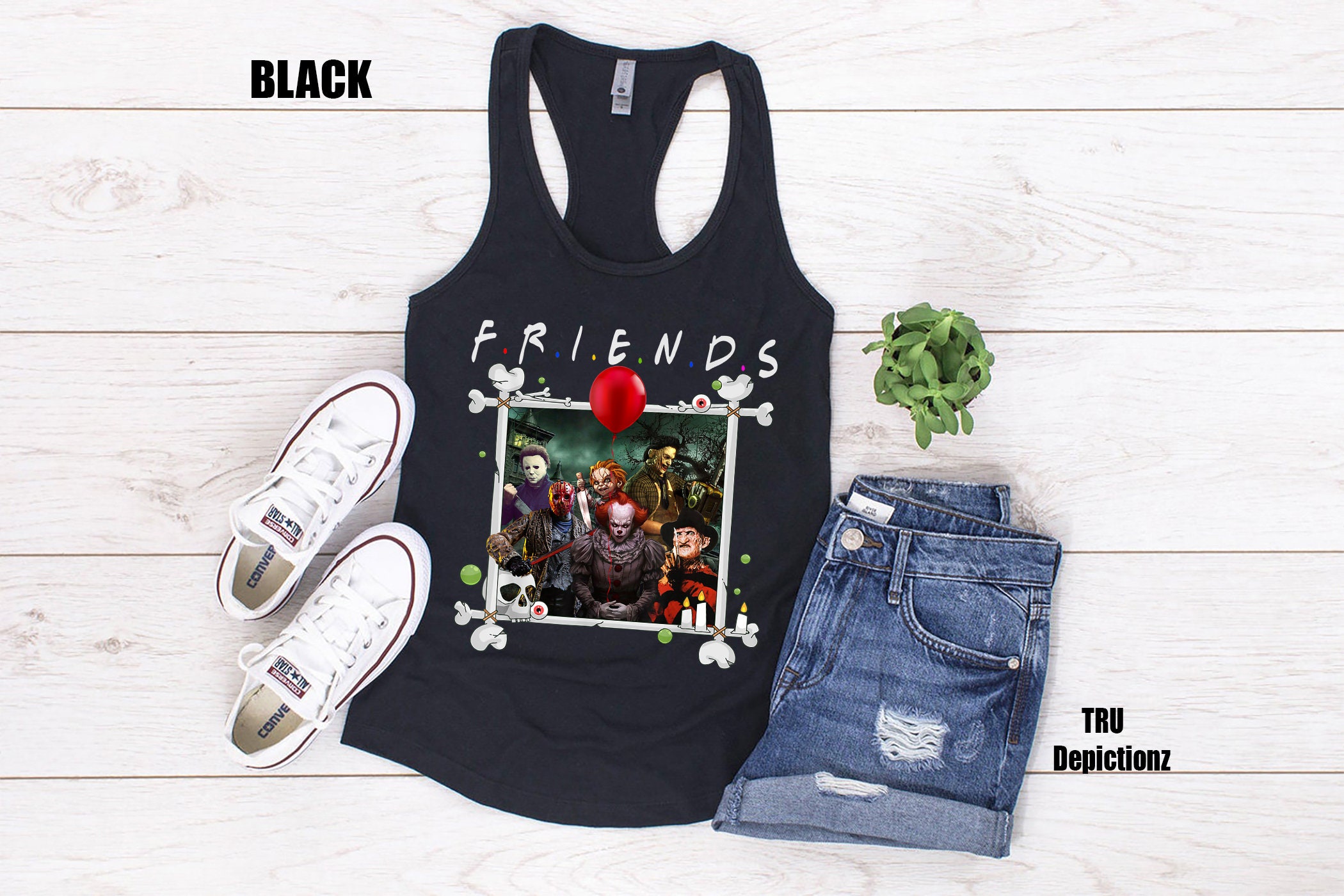 FRIENDS Halloween Horror Tank Toppennywise Jason Freddy - Etsy