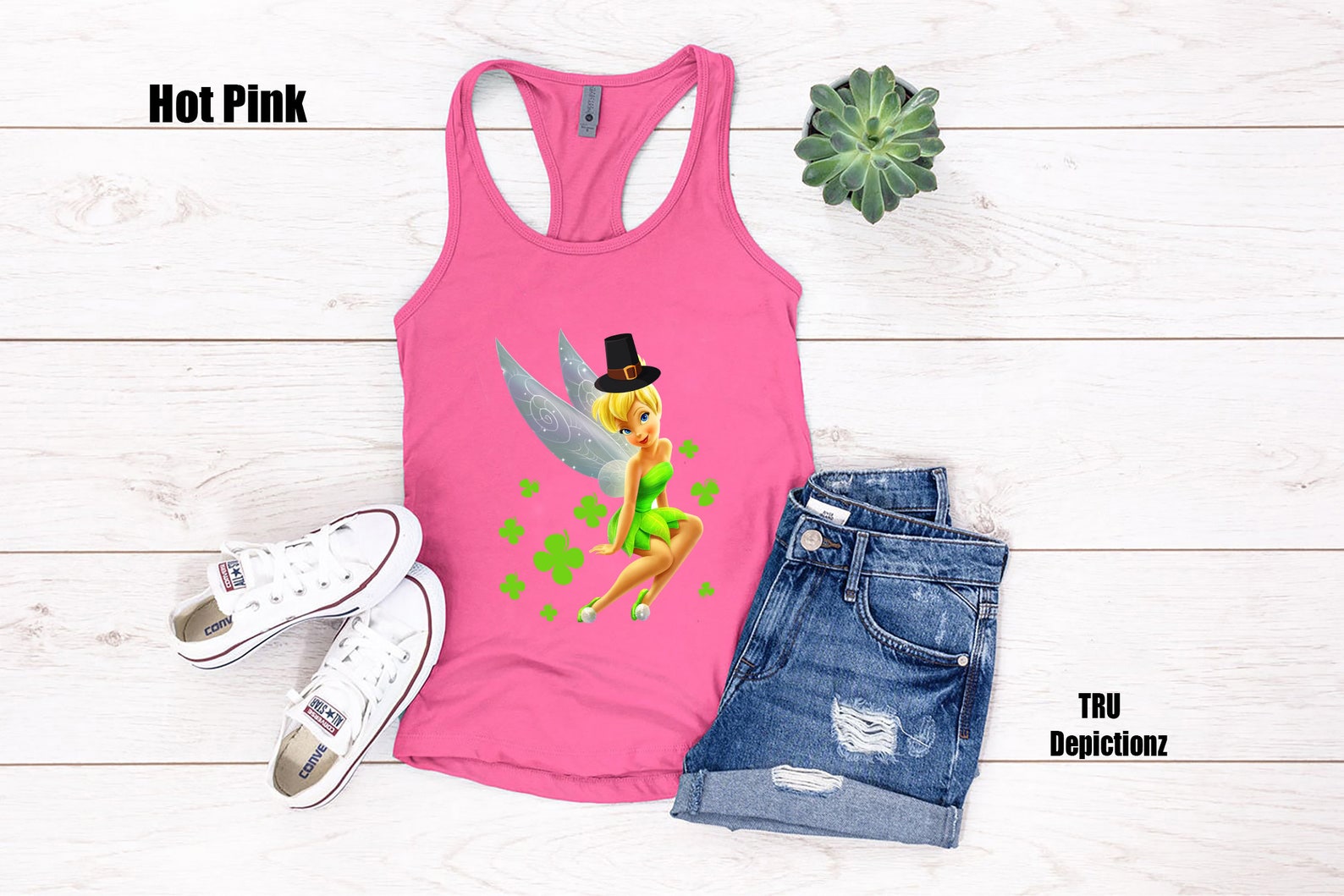 Tinker Bell With Clover Leaves Tank Toptinker Bell St - Etsy