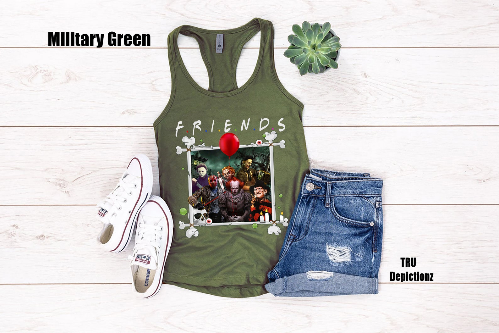 FRIENDS Halloween Horror Tank Toppennywise Jason Freddy - Etsy