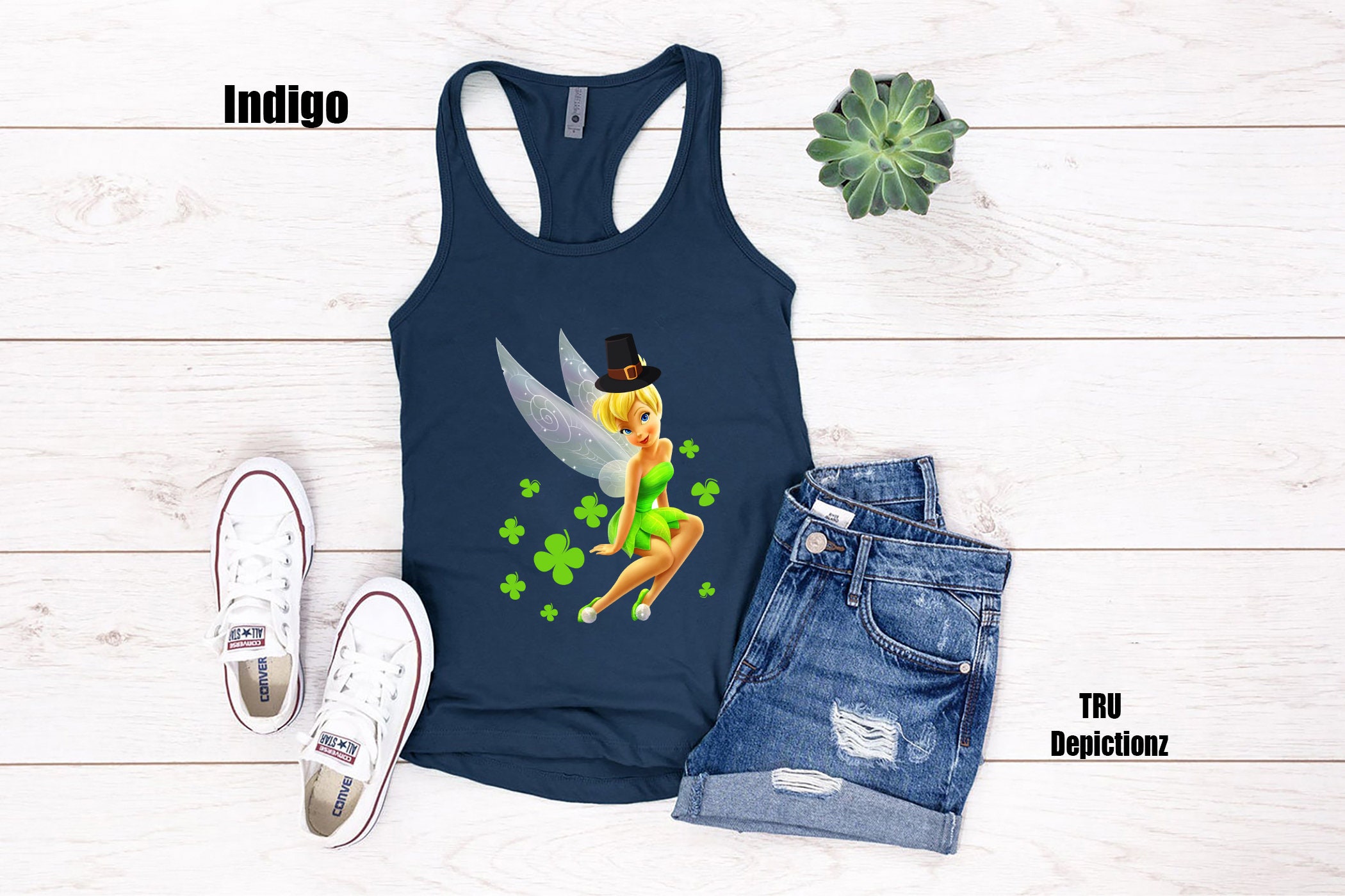 Tinker Bell With Clover Leaves Tank Toptinker Bell St - Etsy