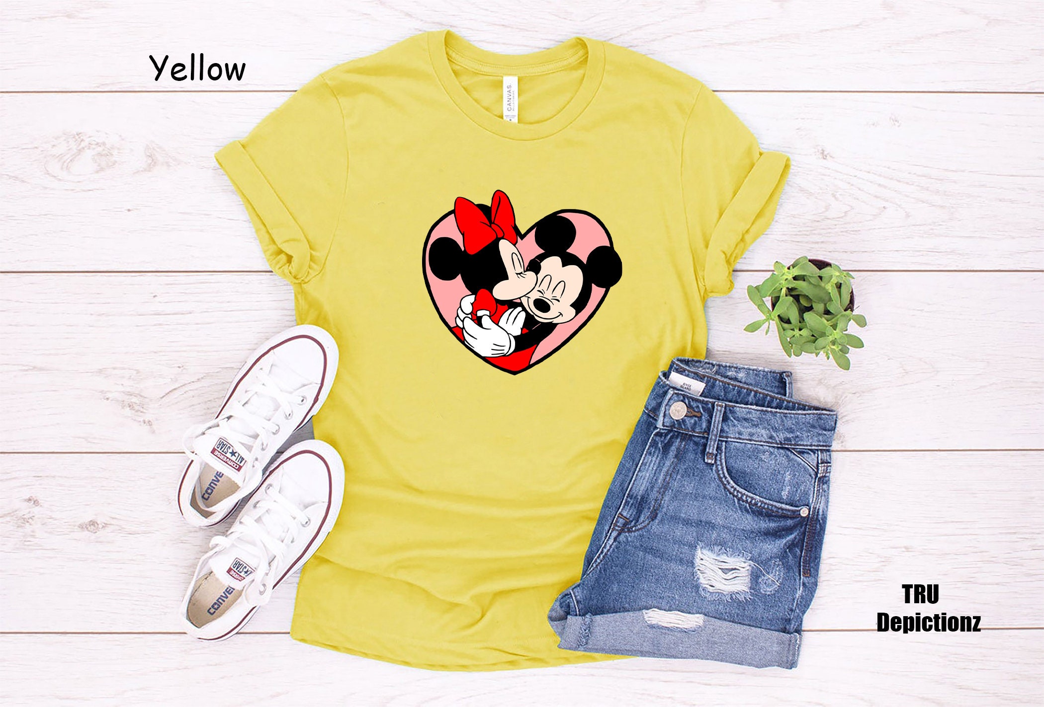 Mickey Mouse And Minnie Mouse In Love Shirtmickey And Minnie Etsy