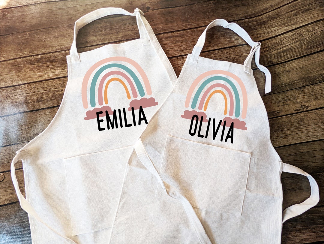 Personalized Rainbow Kids Apron With Pocket and Adjustable Strap ...