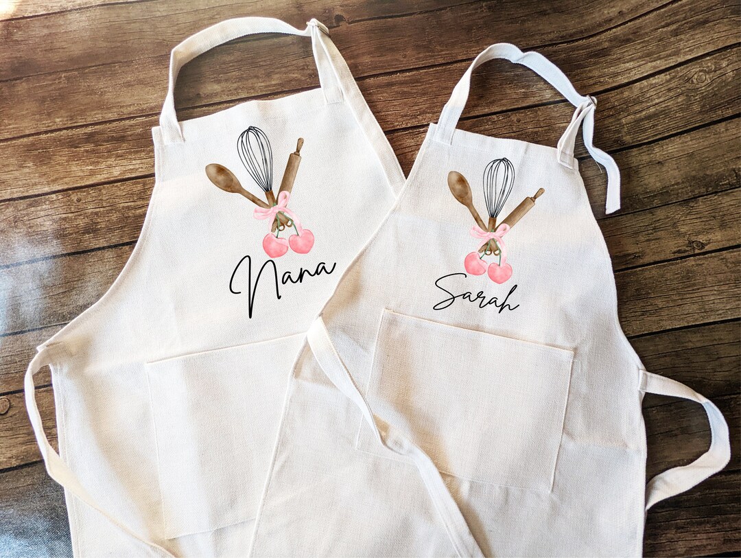 Coquette Bow Kitchen Apron for Women Linen Apron Kids Custom Cooking ...