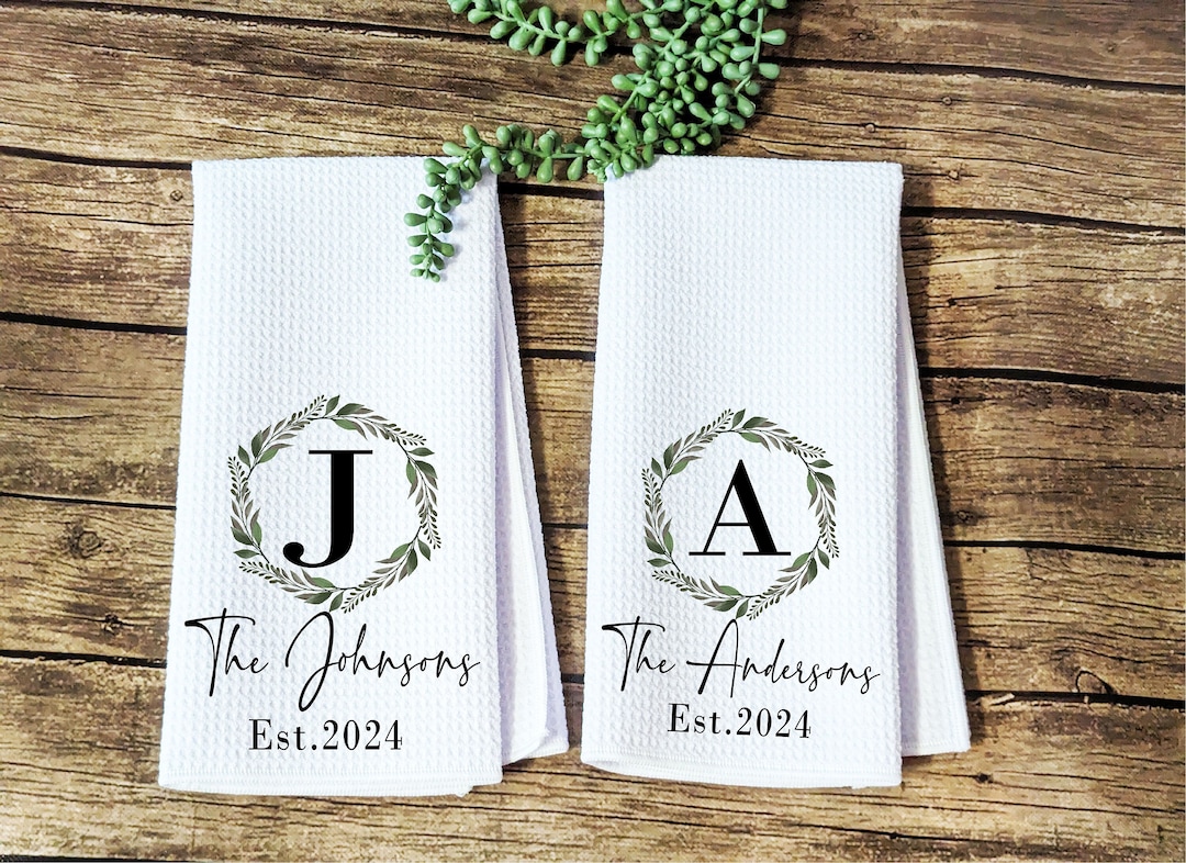 Personalized Last Name Kitchen Towel: Waffle Weave Bridal Shower Gift ...