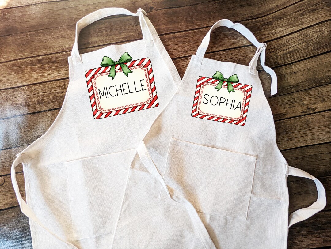 Personalized Kids Christmas Apron – Custom Candy Cane Apron With Name ...