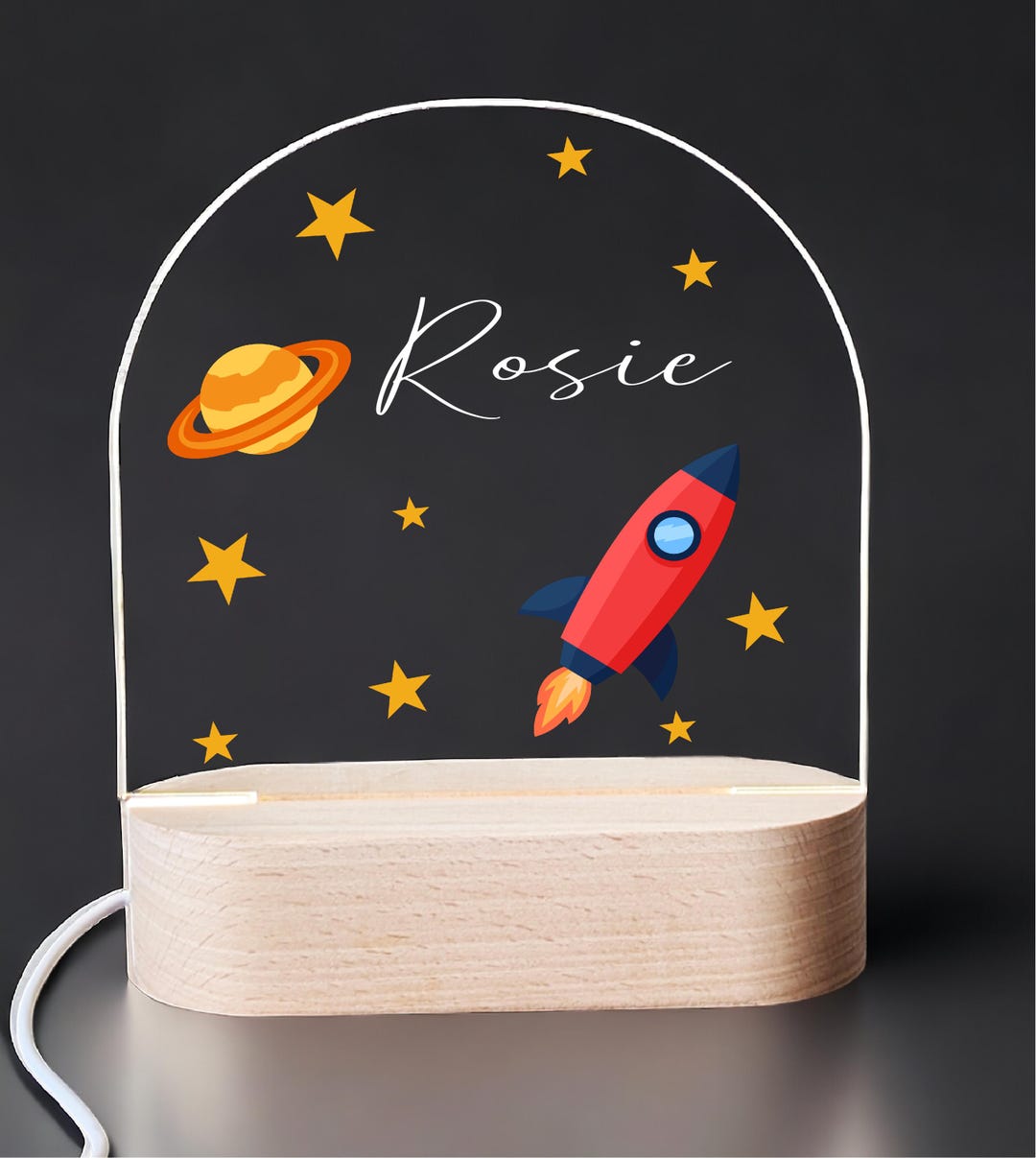 Personalized Space Theme LED Nursery Light: Custom Name Decor - Etsy