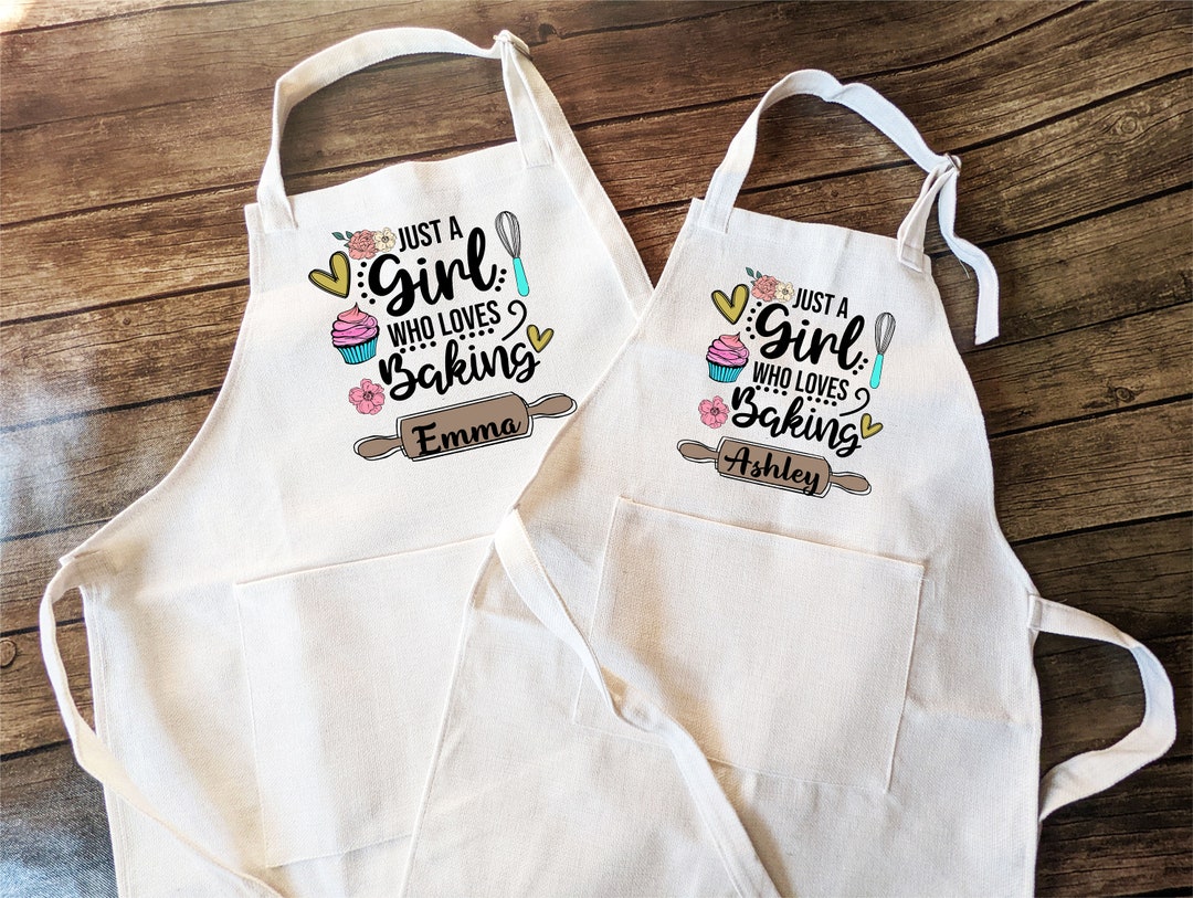 Personalized Kids Baking Apron: "just a Girl Who Loves Baking" Design ...