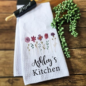 Personalized Kitchen Towel Custom Dish Towel Tea Towel Name Kitchen ...
