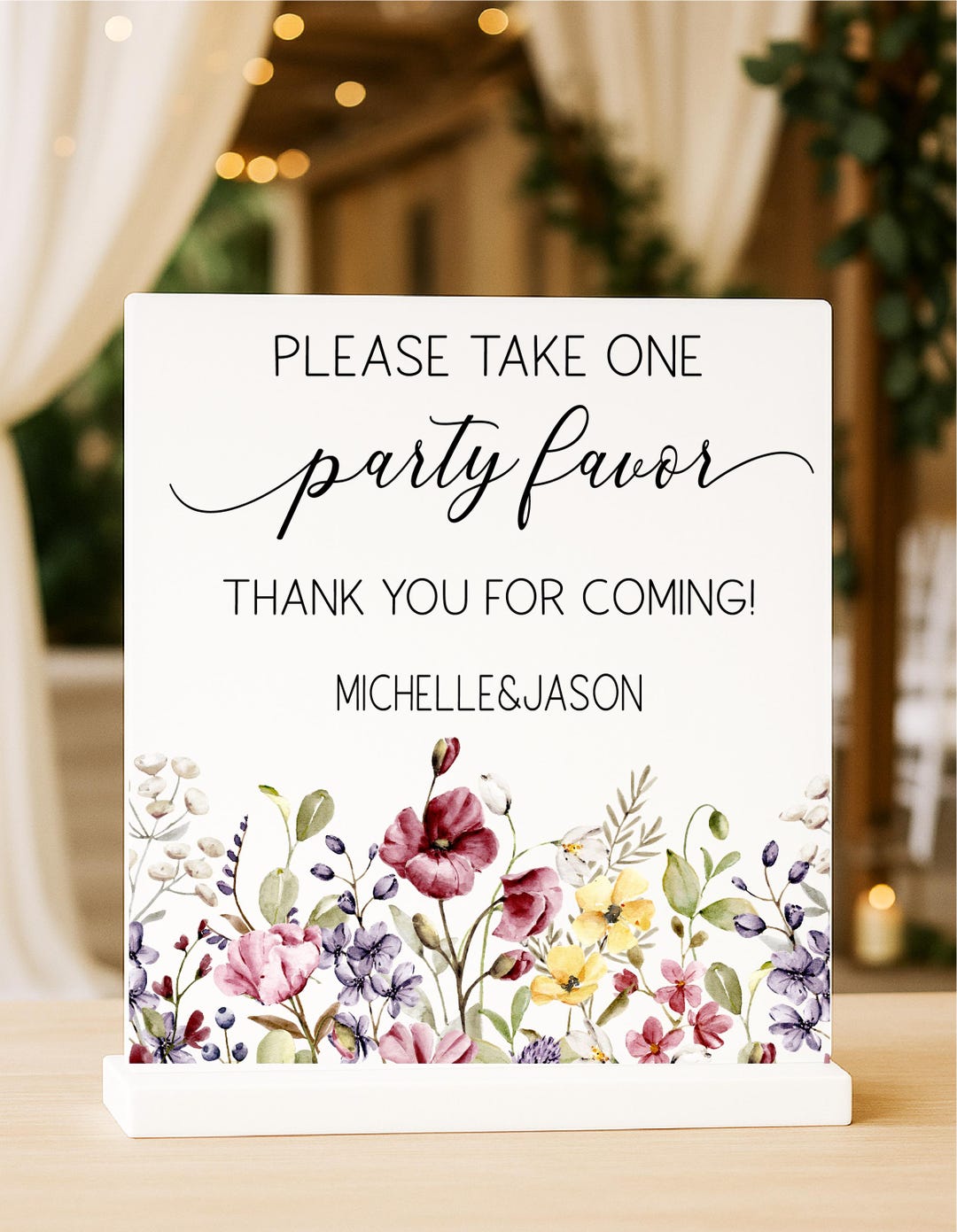 Party Favor Sign – Please Take One Wedding Favor Table Sign, Floral ...