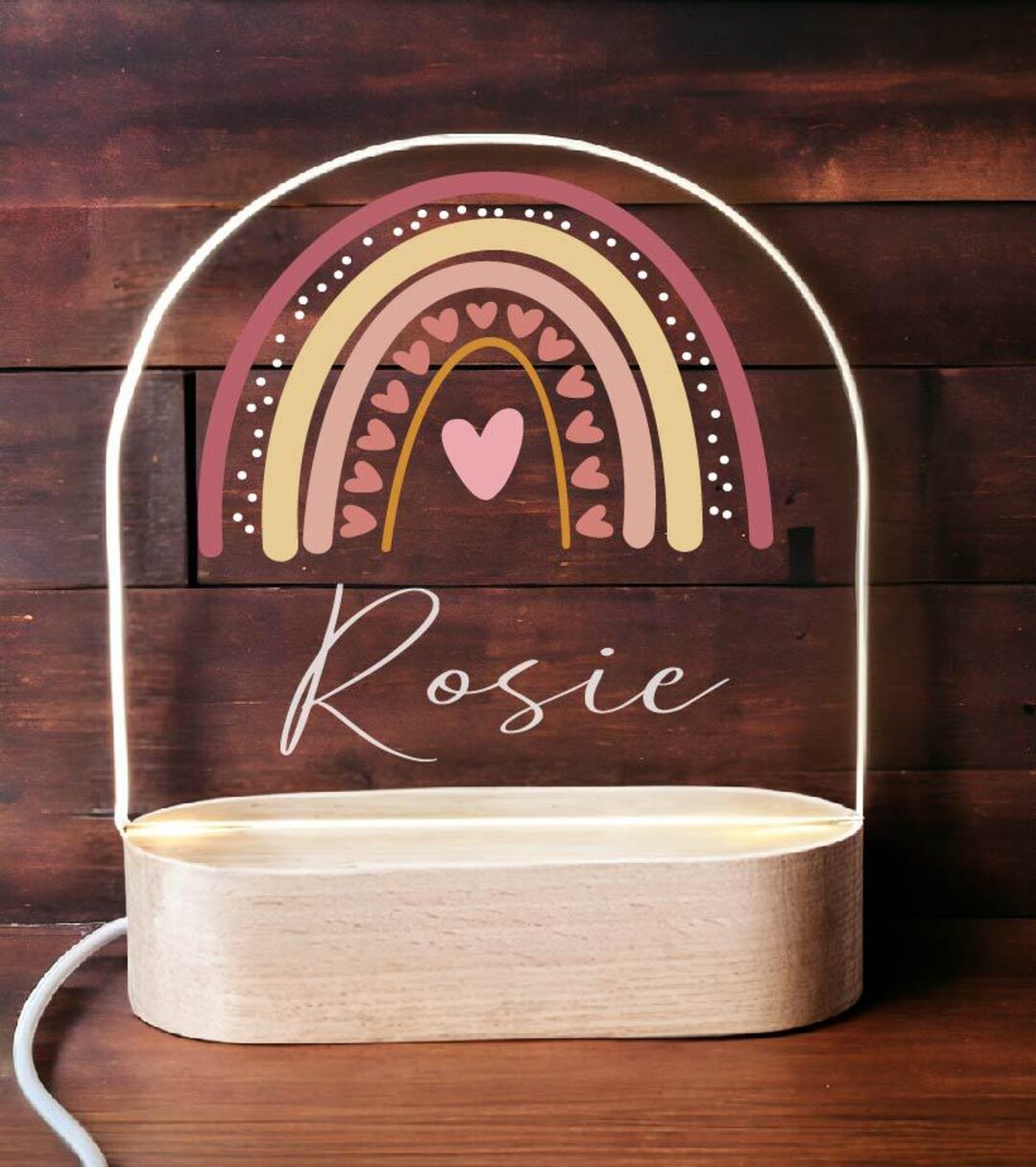 Personalized Rainbow LED Nursery Light: Custom Name Boho Decor Baby ...
