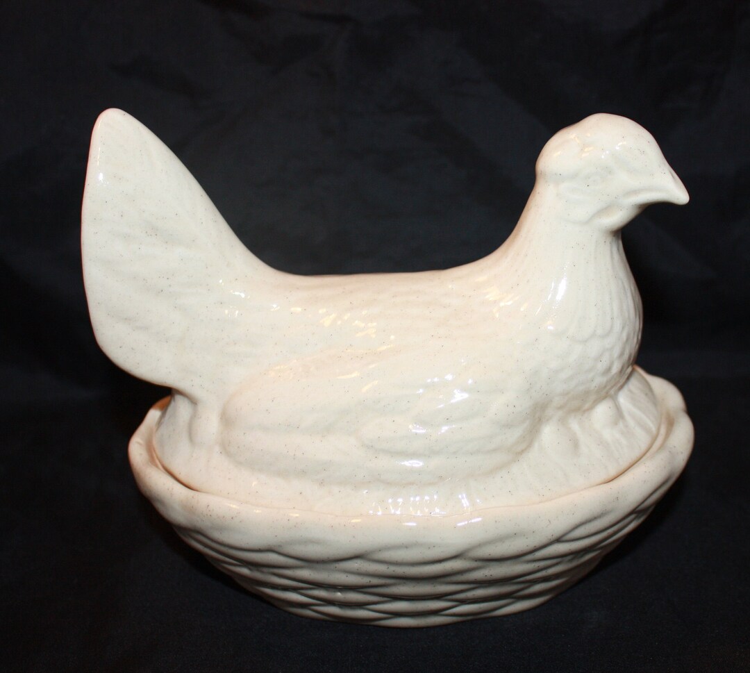 Ceramic Chicken on a Nest Box - Etsy