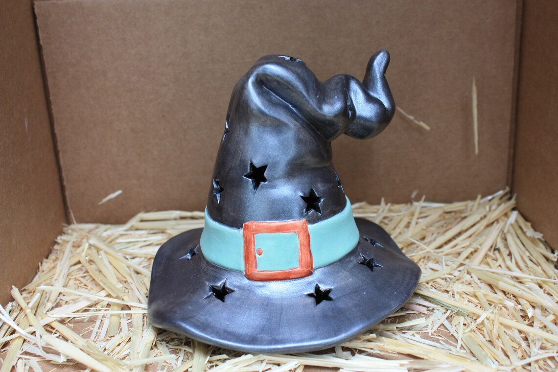 Ceramic Witches Hat with Tea Light Candle | Etsy