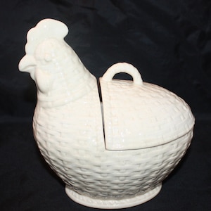 Ceramic Wicker Chicken Container - Etsy