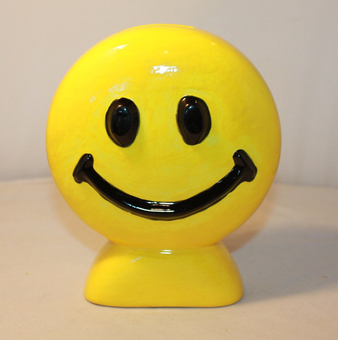 Ceramic Vintage Smiley Face Bank - Etsy
