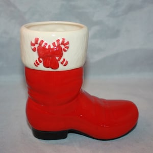 Ceramic Vintage Santa Boot Candy Cane Holder or Planter - Etsy