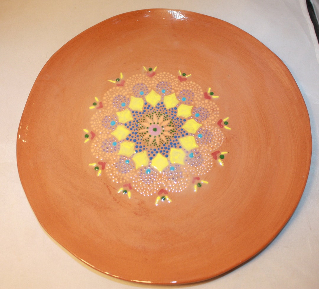Ceramic Italian Terra Cotta Mandala Plate - Etsy