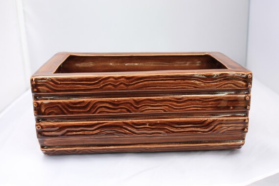 Ceramic Wood Box Planter | Etsy