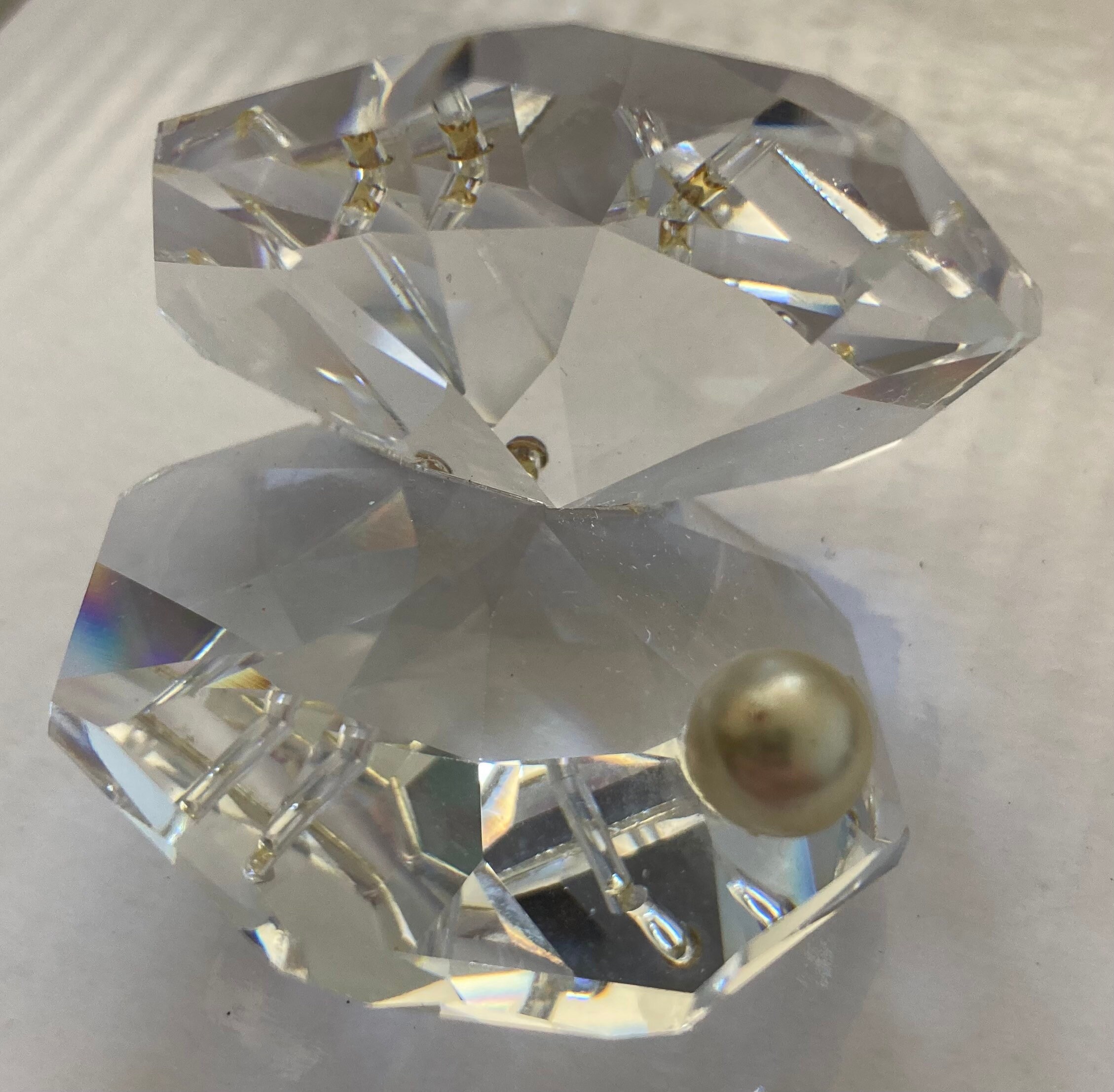 Vintage Miniature Crystal Glass Seashell With Pearl - Etsy