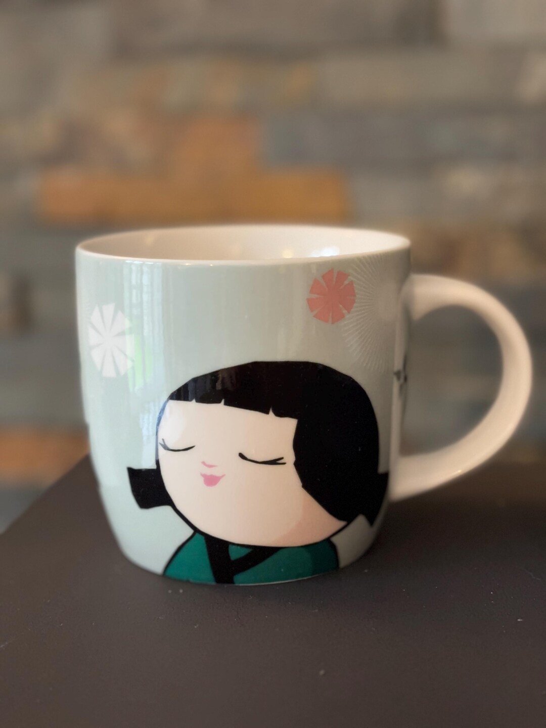 Momiji Collectable Porcelain Mug Cup, Peace and Love and Cha Cha Cha ...