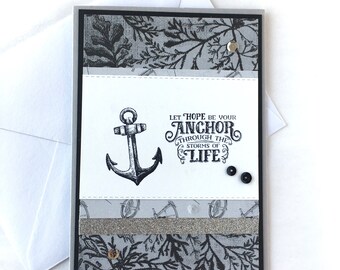Anchor Greeting Card - Acrylic Hand Painted 5.5x8.5 Card - Etsy