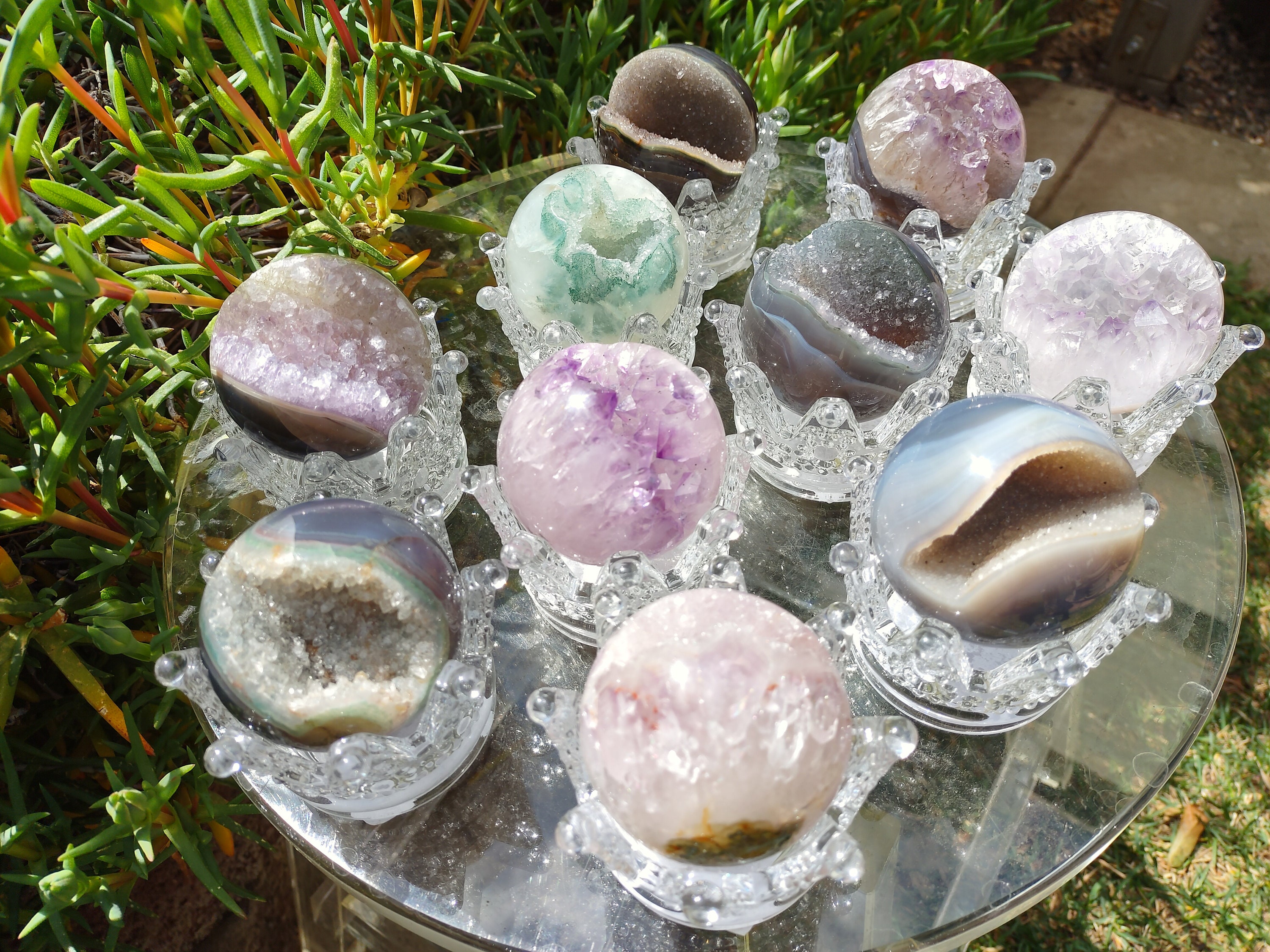 54mm Amethyst Geode Sphere With Crown Holder | Etsy