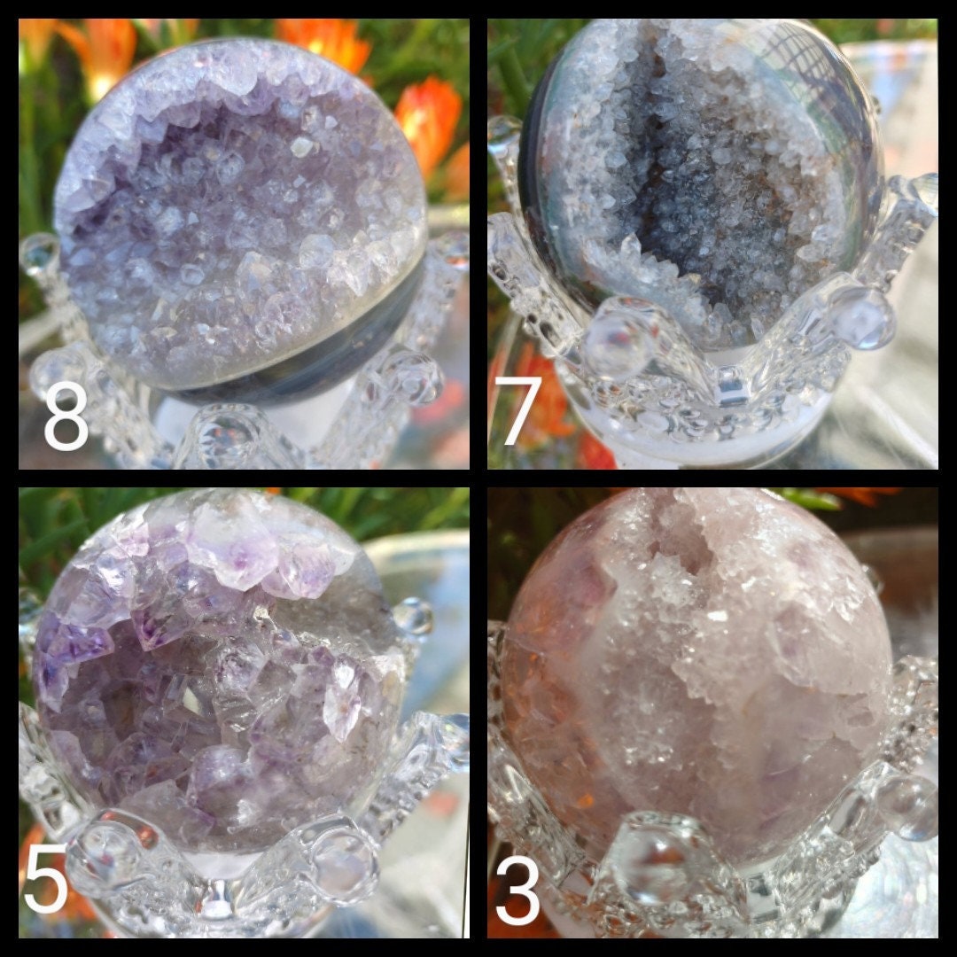 54mm Amethyst Geode Sphere With Crown Holder | Etsy