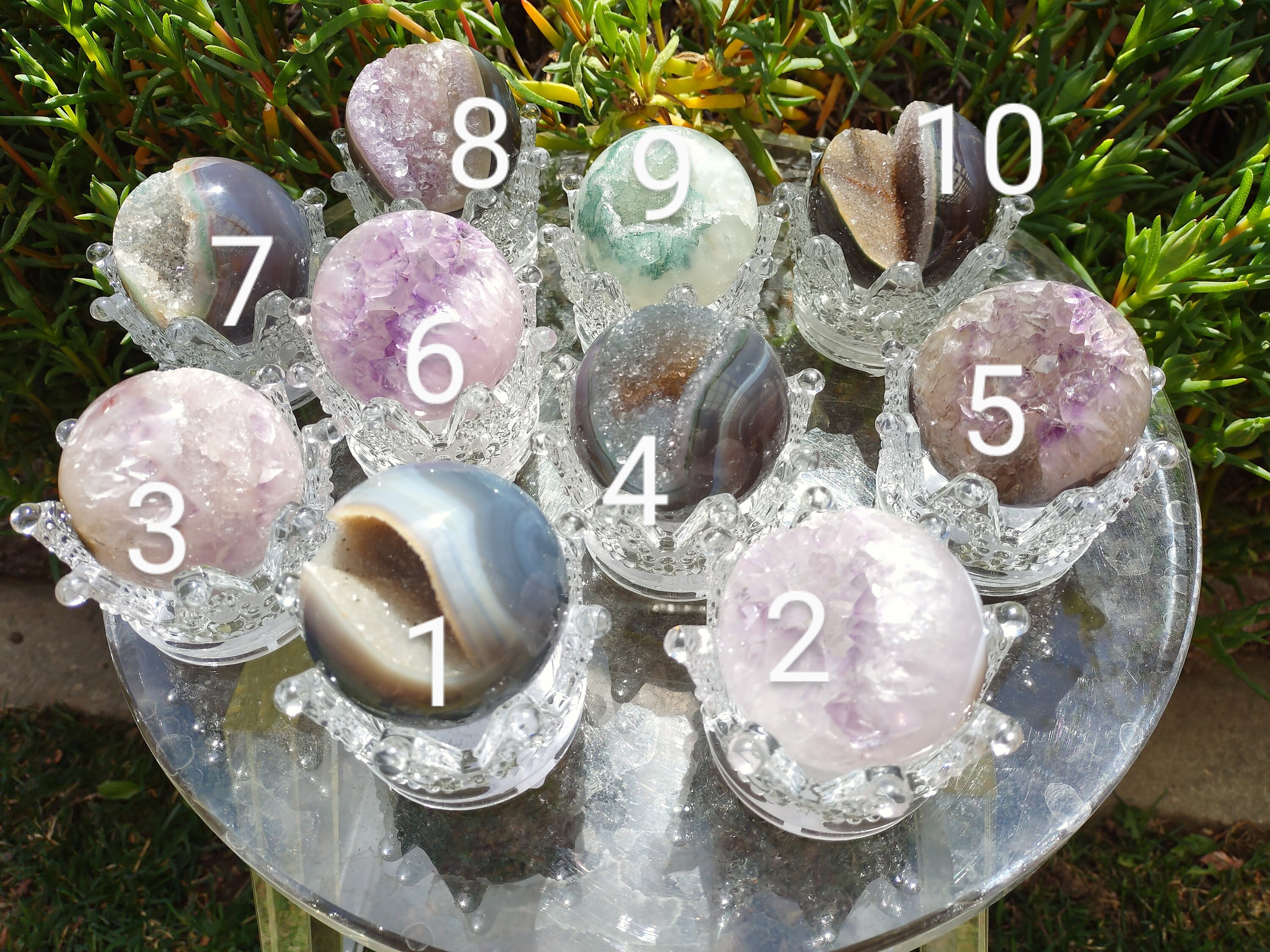 54mm Amethyst Geode Sphere With Crown Holder | Etsy