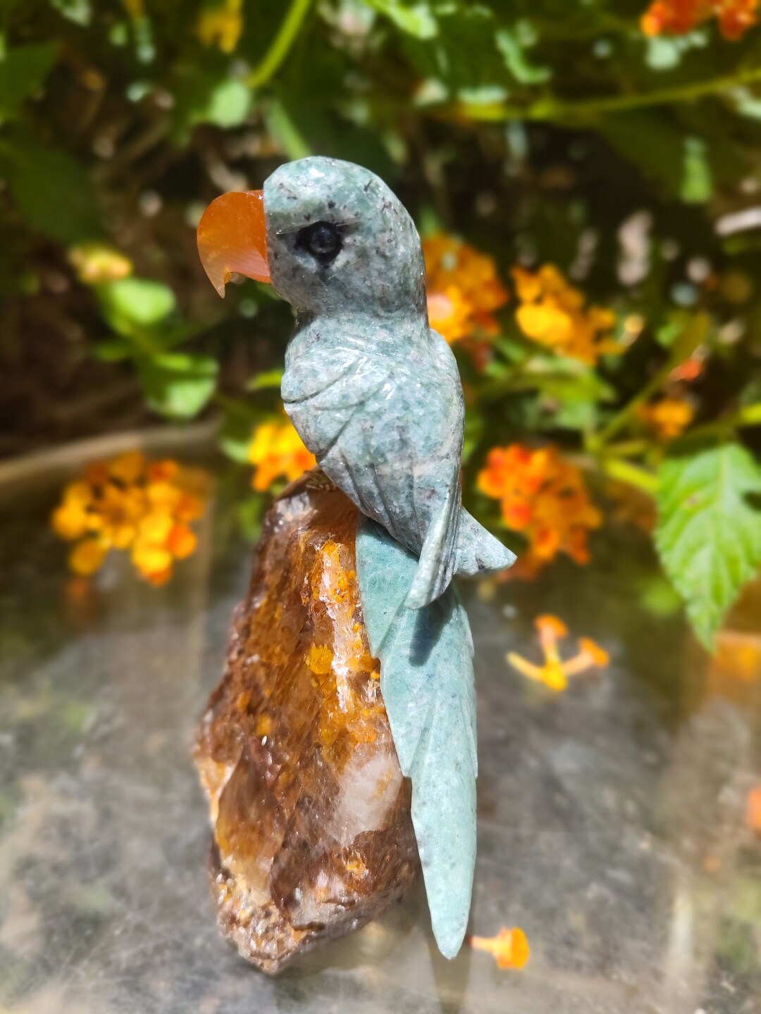 Crystal Bird / Green Jasper / Golden Healer - Etsy