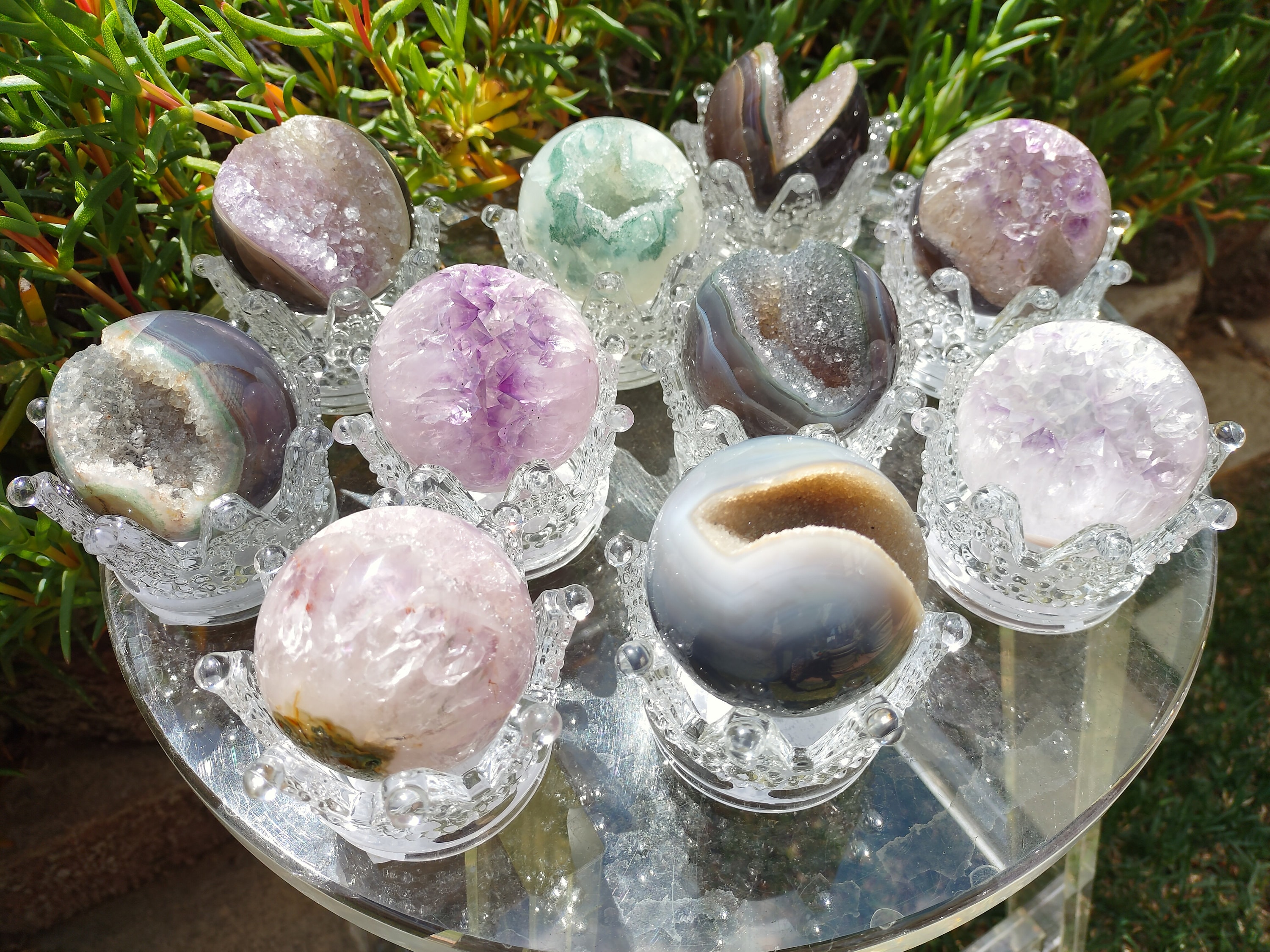 54mm Amethyst Geode Sphere With Crown Holder | Etsy