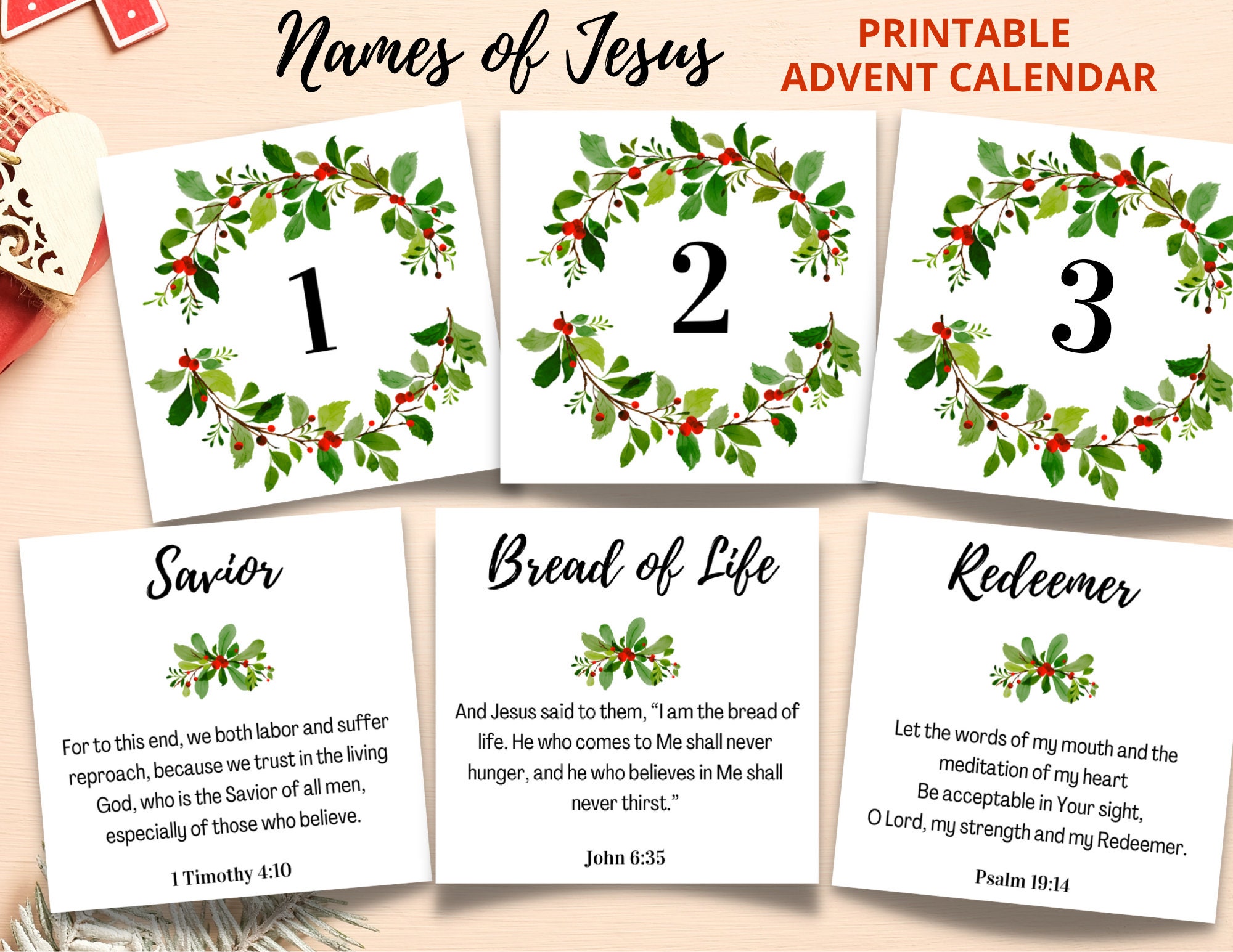 Printable Advent Countdown Cards - Etsy