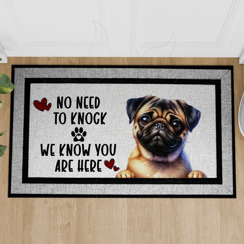Pug Welcome Mat - Etsy