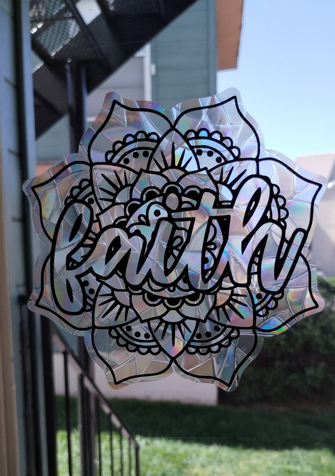 Window Cling Faith Mandala Vinyl Outline Sun Catcher Suncatcher 5.5 ...