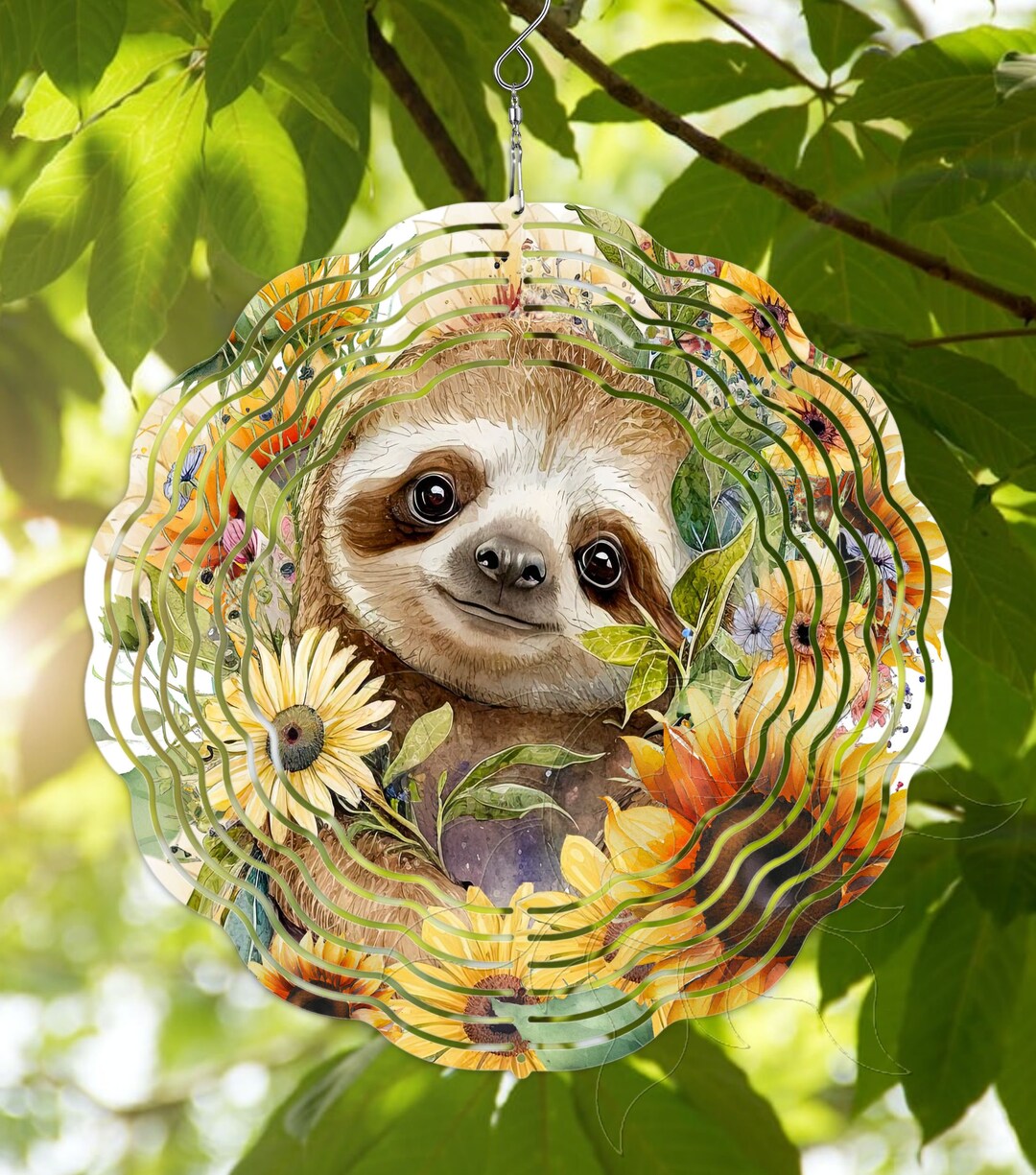 Wind Spinner Sloth Sloths Adorable Floral Sunflowers Design 3D - Etsy
