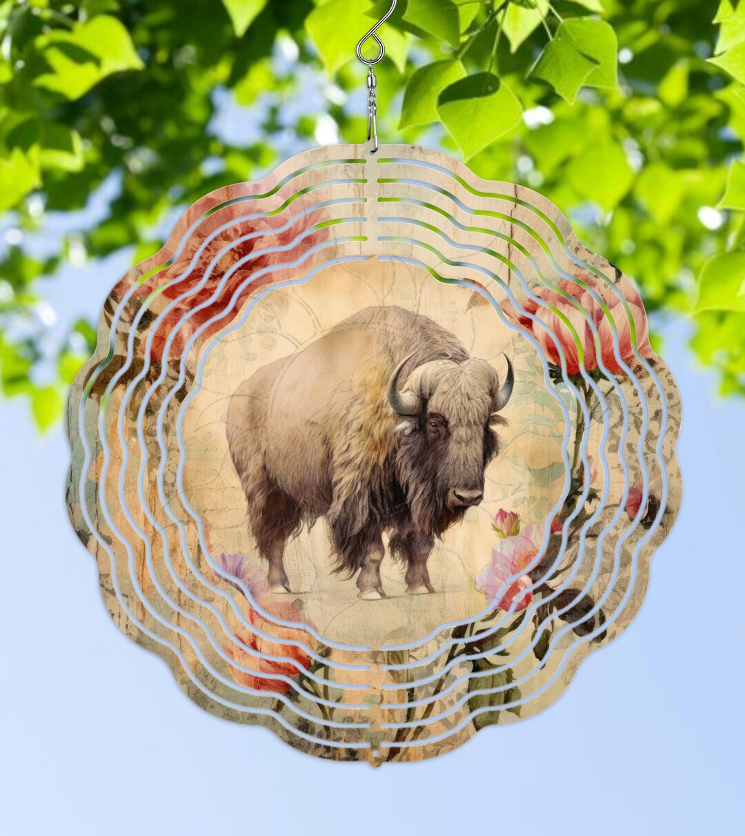 Wind Spinner Musk Ox Woodland Animals 3D Metal Garden Yard Patio ...