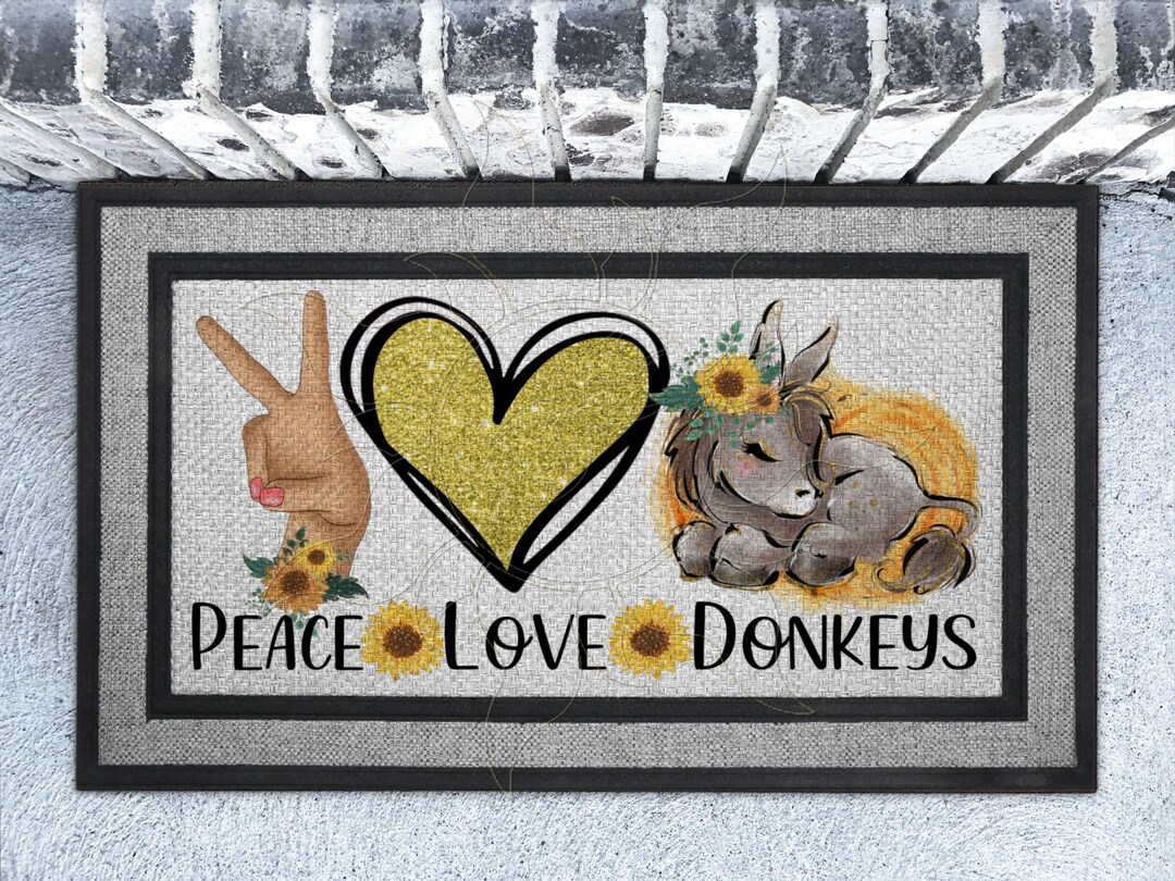 Peace Love Donkeys Cute Donkey Heavy Duty Welcome Rubber - Etsy