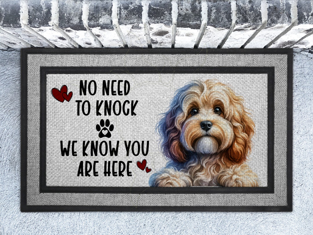 Cavapoo, Doormat, Dog, No Need to Knock, Welcome Mat, Heavy Duty, Rubber Backed, Door Mat ...