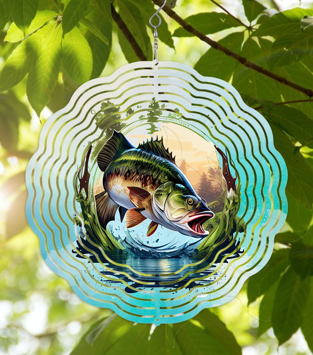 Wind Spinner Fishing Lake River Bass Fish Beautiful Father Gifts 3D ...