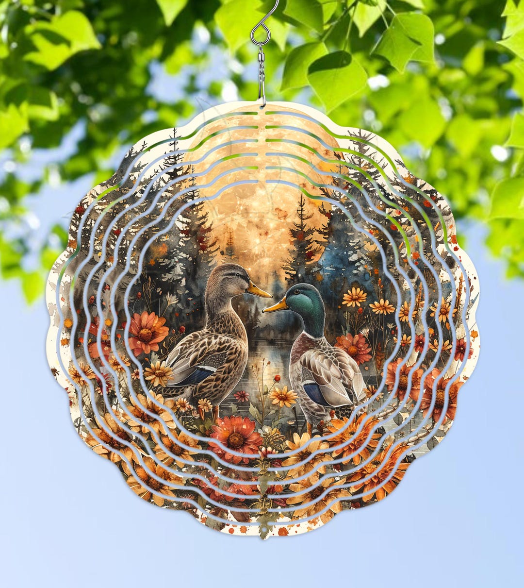 Duck, Mallard, Wind Spinner, Fall Decor, 10 " Circle Spinner, Garden ...