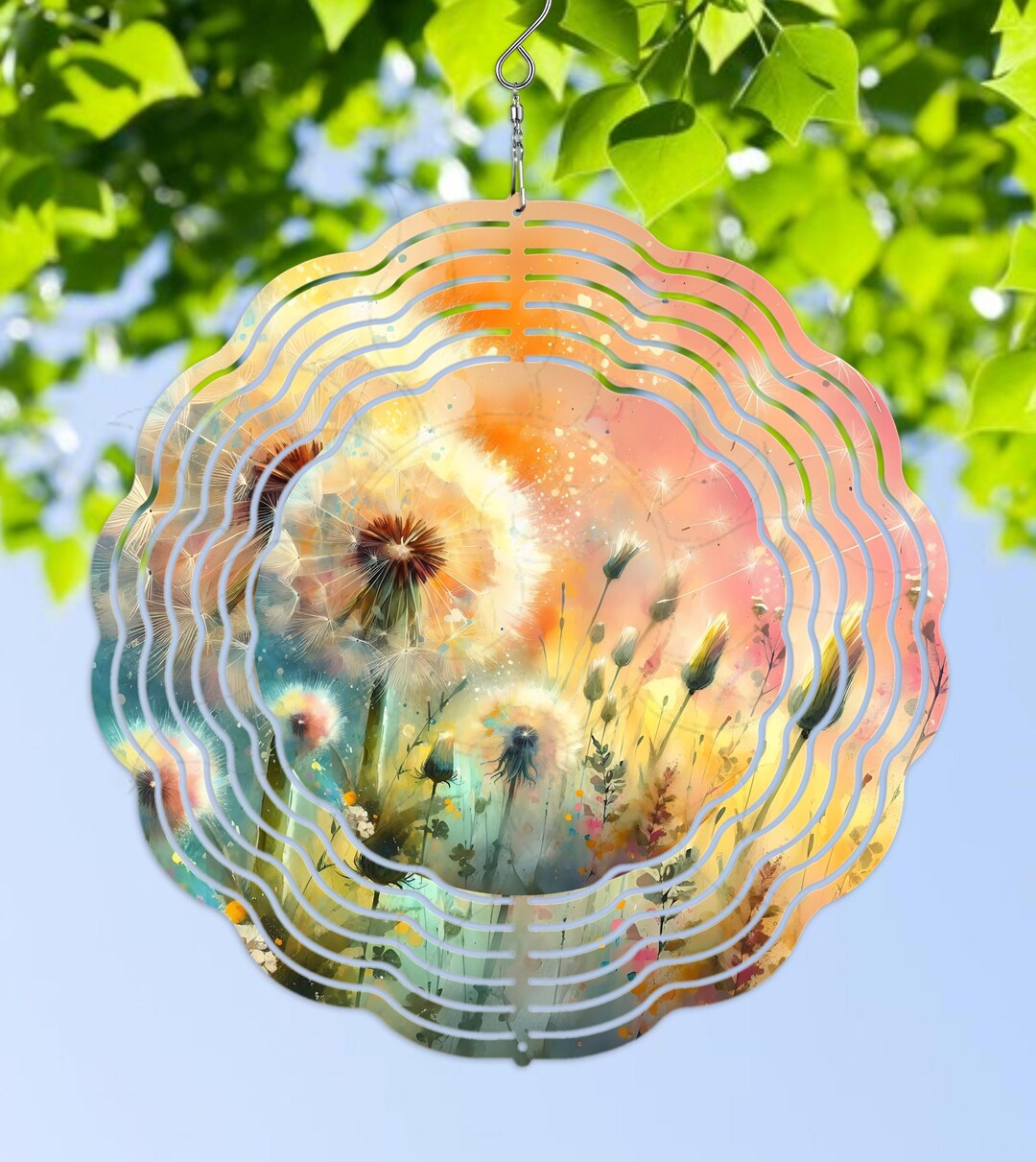 Wind Spinner, Dandelion, Watercolor, Dandelions, Art, Garden, Patio ...