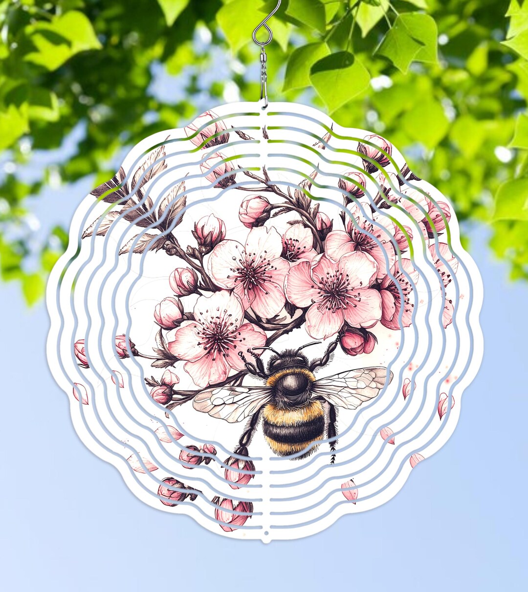 Bee, Wind Spinner, Sakura Design, 10 Inch Spinner, Garden Decoration ...