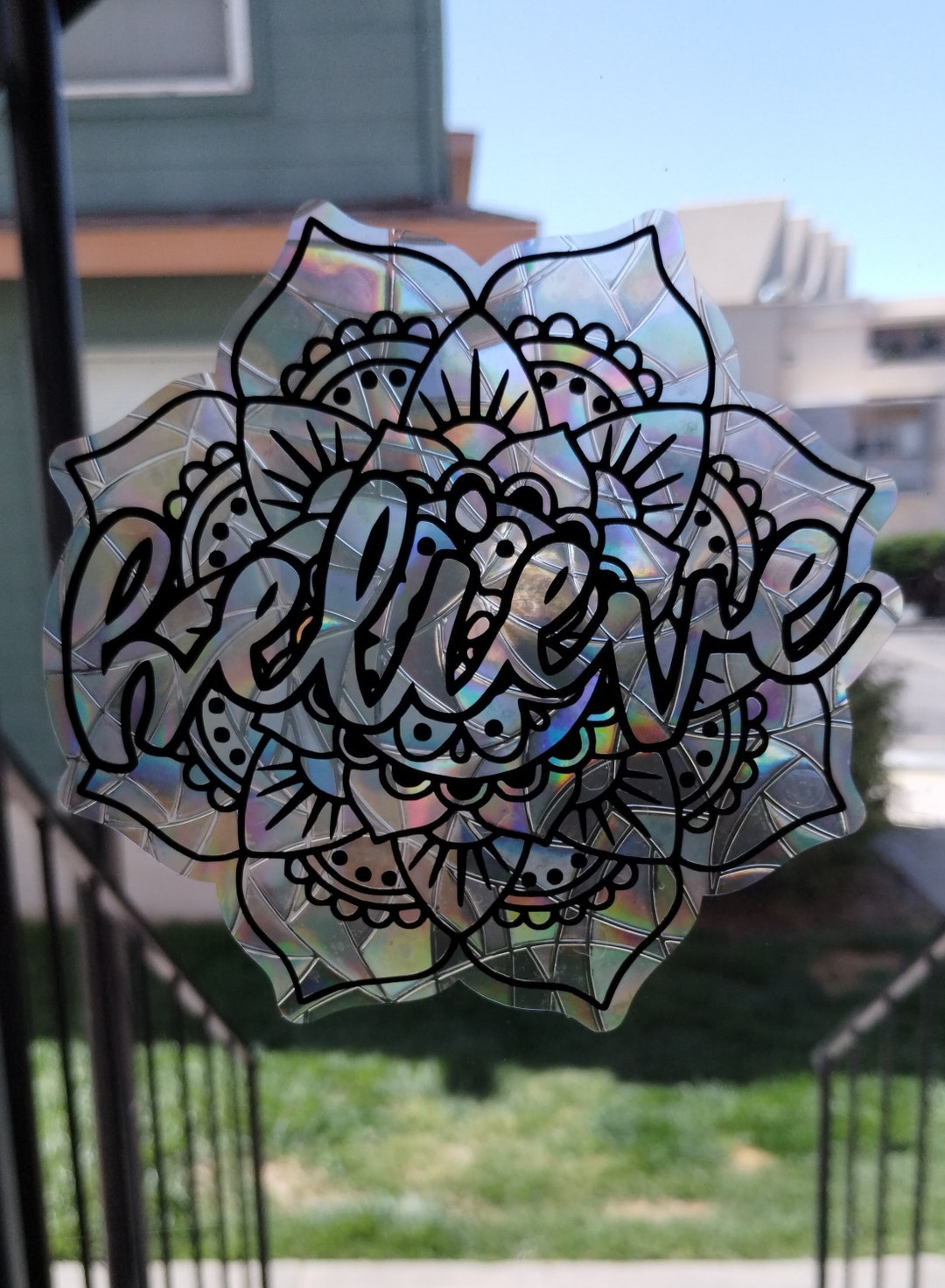 Window Cling Believe Mandala Vinyl Outline Sun Catcher 5.5 Window ...