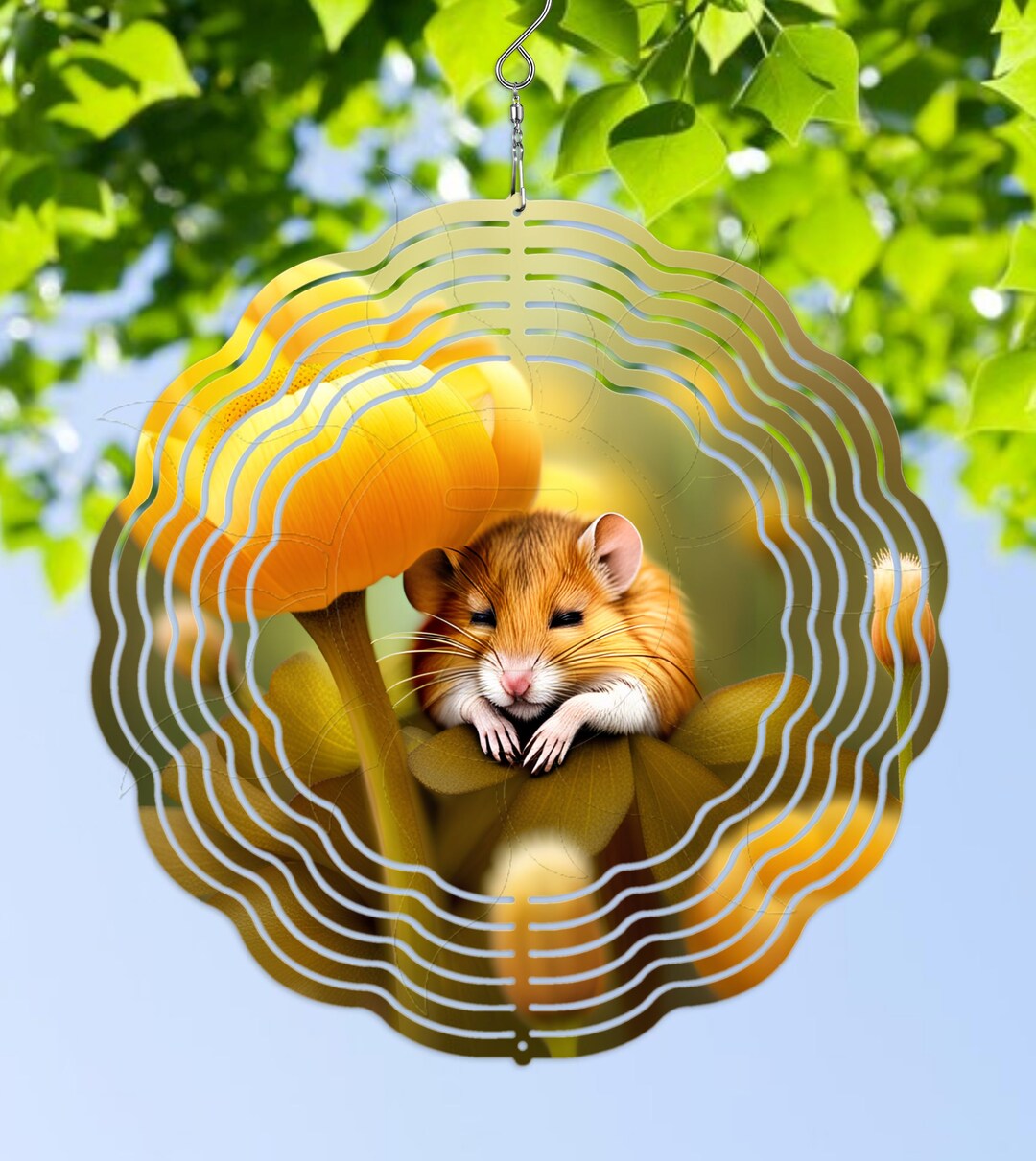 Wind Spinner Mouse Sleeping Under Flower Cute 3D Metal Garden - Etsy