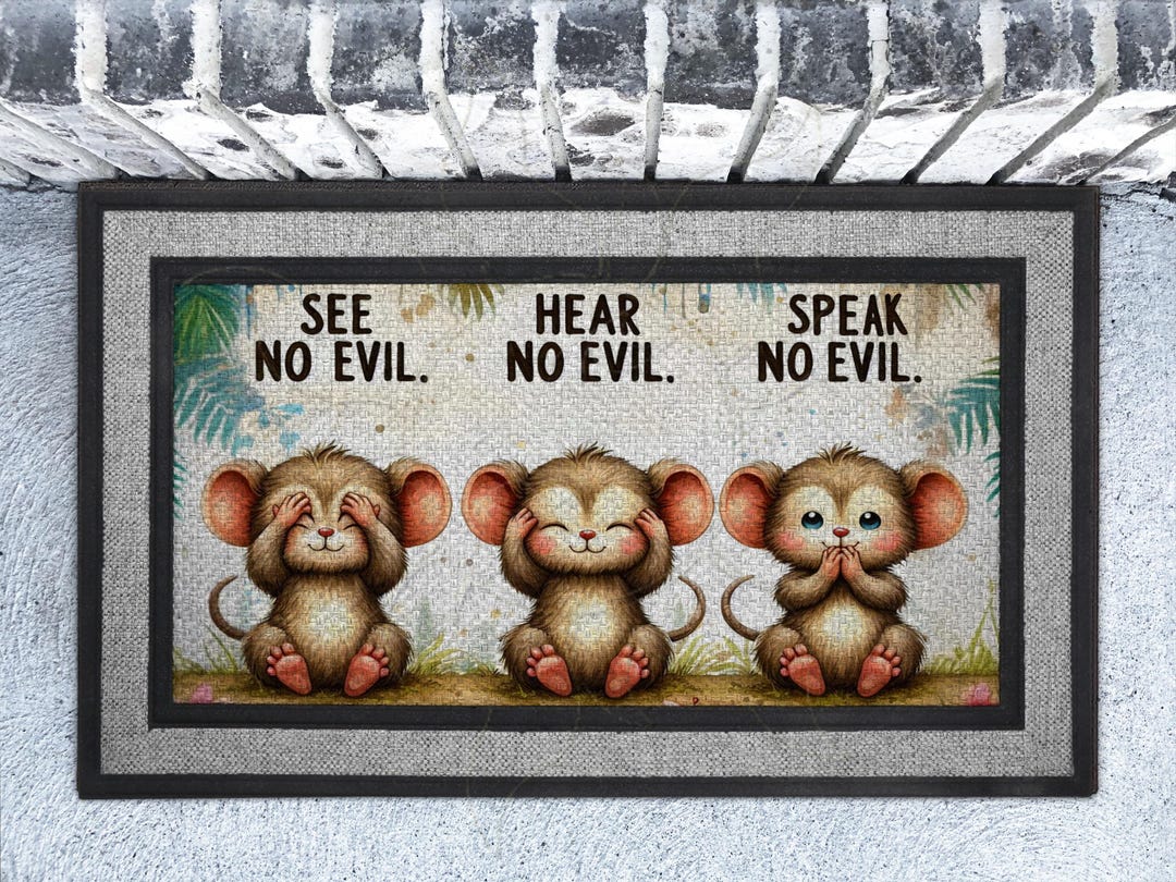 See Hear Speak No Evil, Mice, Mouse, Doormat, Housewarming Gift, Front ...