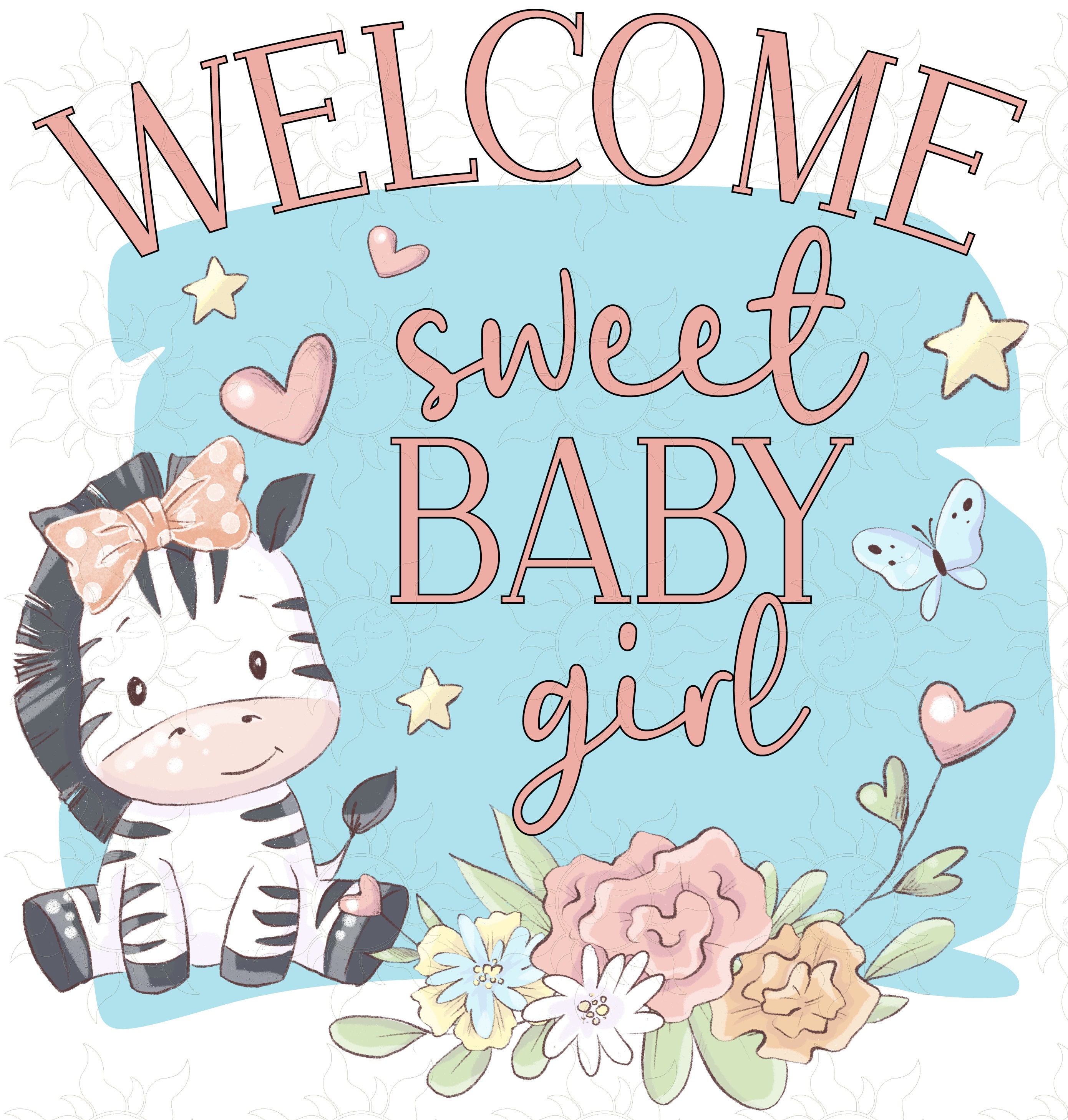 Welcome Sweet Baby Girl Baby Shower Cute New Born Zebra - Etsy