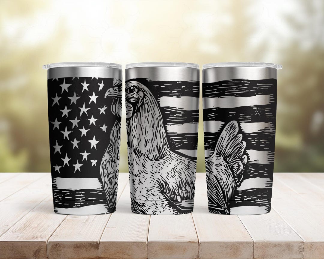 Patriotic Flag Chicken Laser Engraved 20oz Stainless Steel Tumbler - Etsy