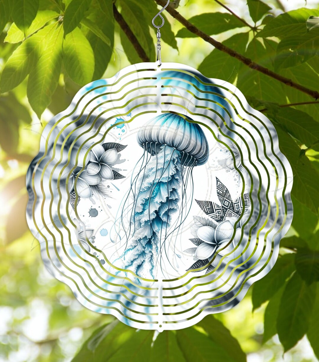 Wind Spinner Jellyfish Sea Animals Pretty 3D Metal Garden Yard Patio ...
