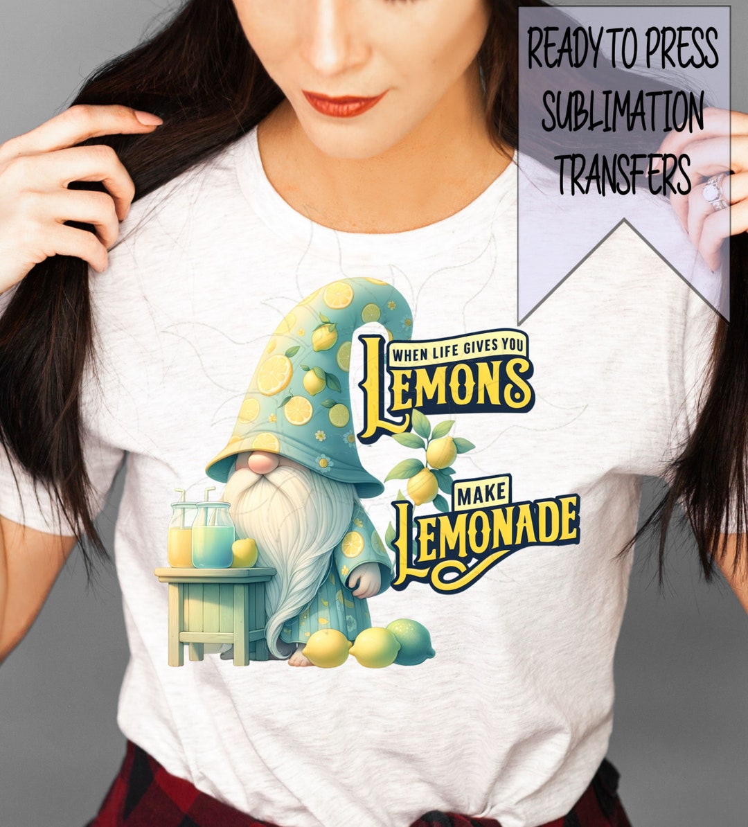 Sublimation Gnome When Life Gives You Lemons Make Lemonade Cute Boy Gnomes Spring Summer Ready ...
